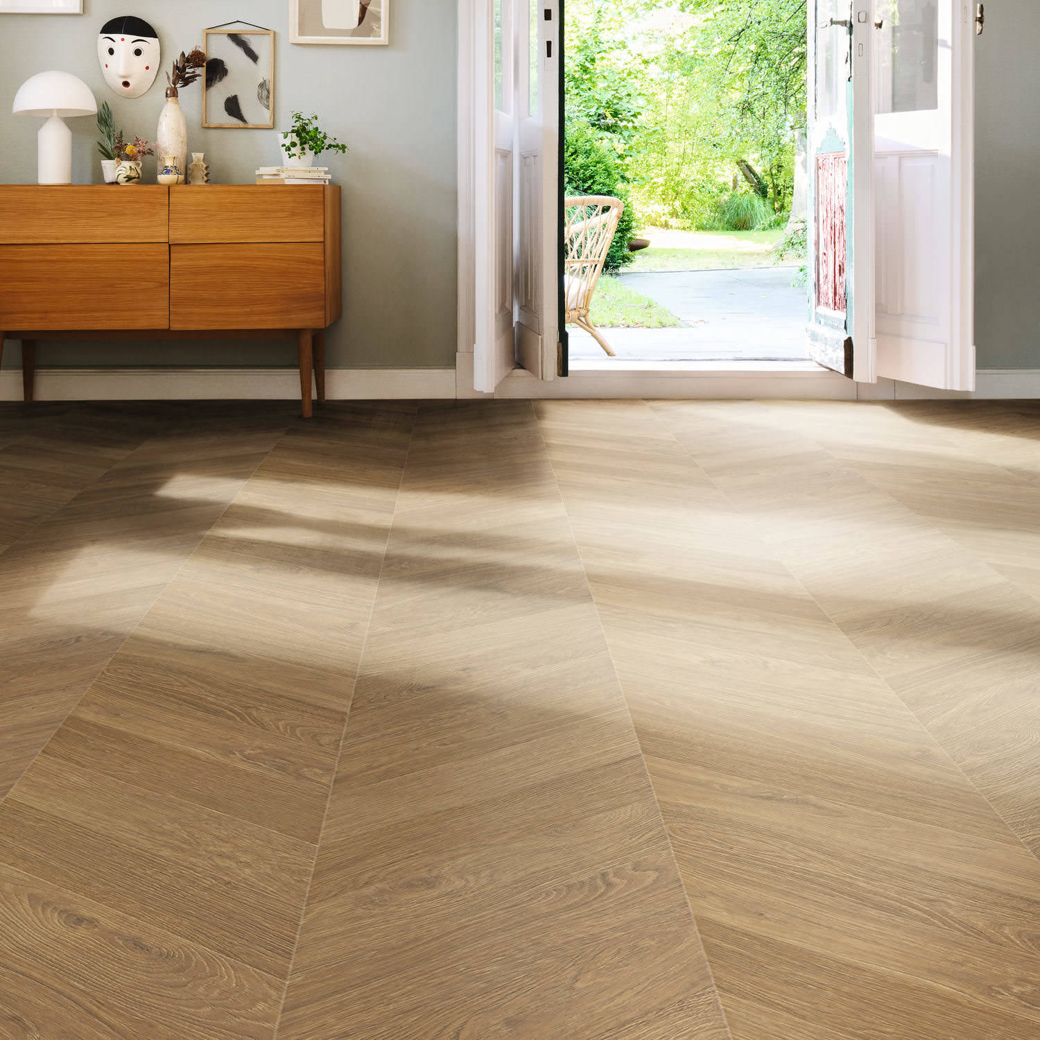 545180 - HARO Laminate Floor TRITTY 200 Aqua Chevron 4VM Oak Nature ...